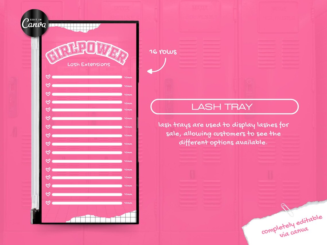 Eyelash Tray Template | Editable Lash Packaging Canva Template | Lash ...