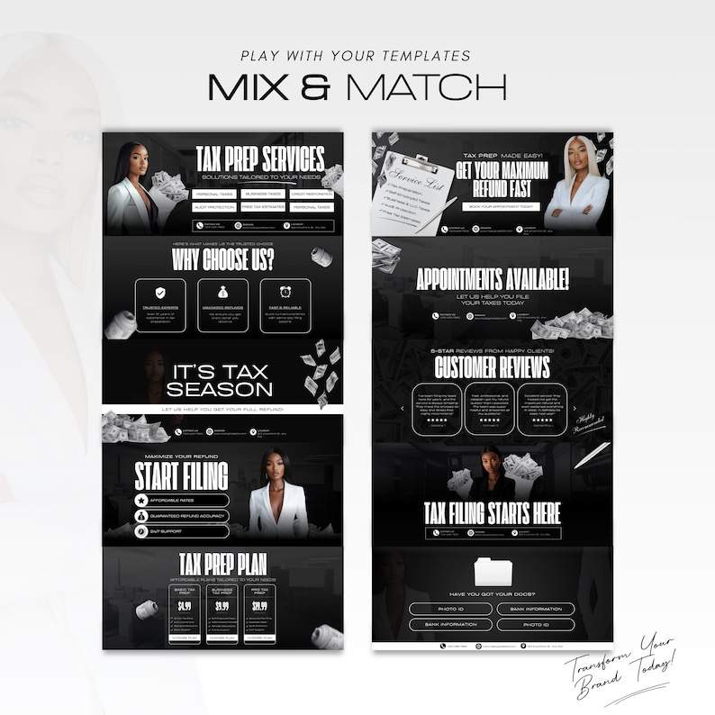 Tax Prep Banner, Black and White Website Banners, Canva Accountant ...