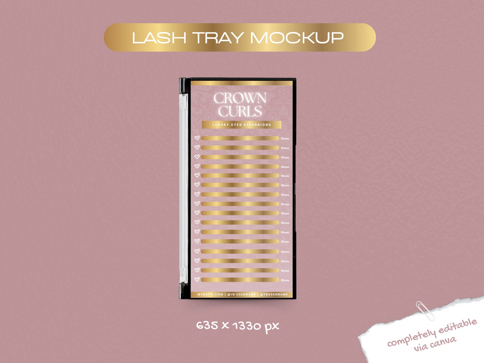 Editable Lash Tray Template | Eyelash Packaging Canva Design | Lash ...