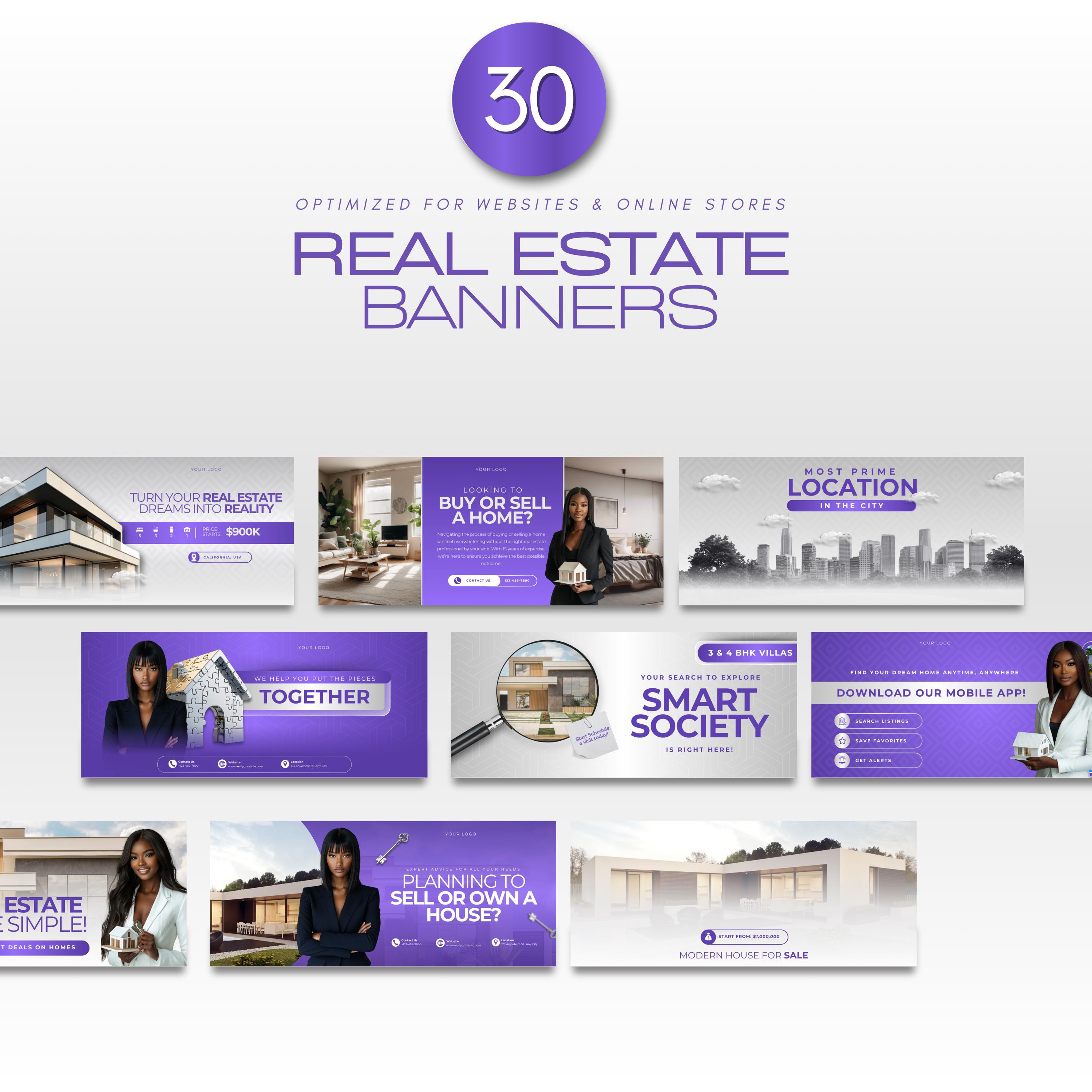 Real Estate Marketing Banner Kit, 30 Editable Canva Realtor Banners ...