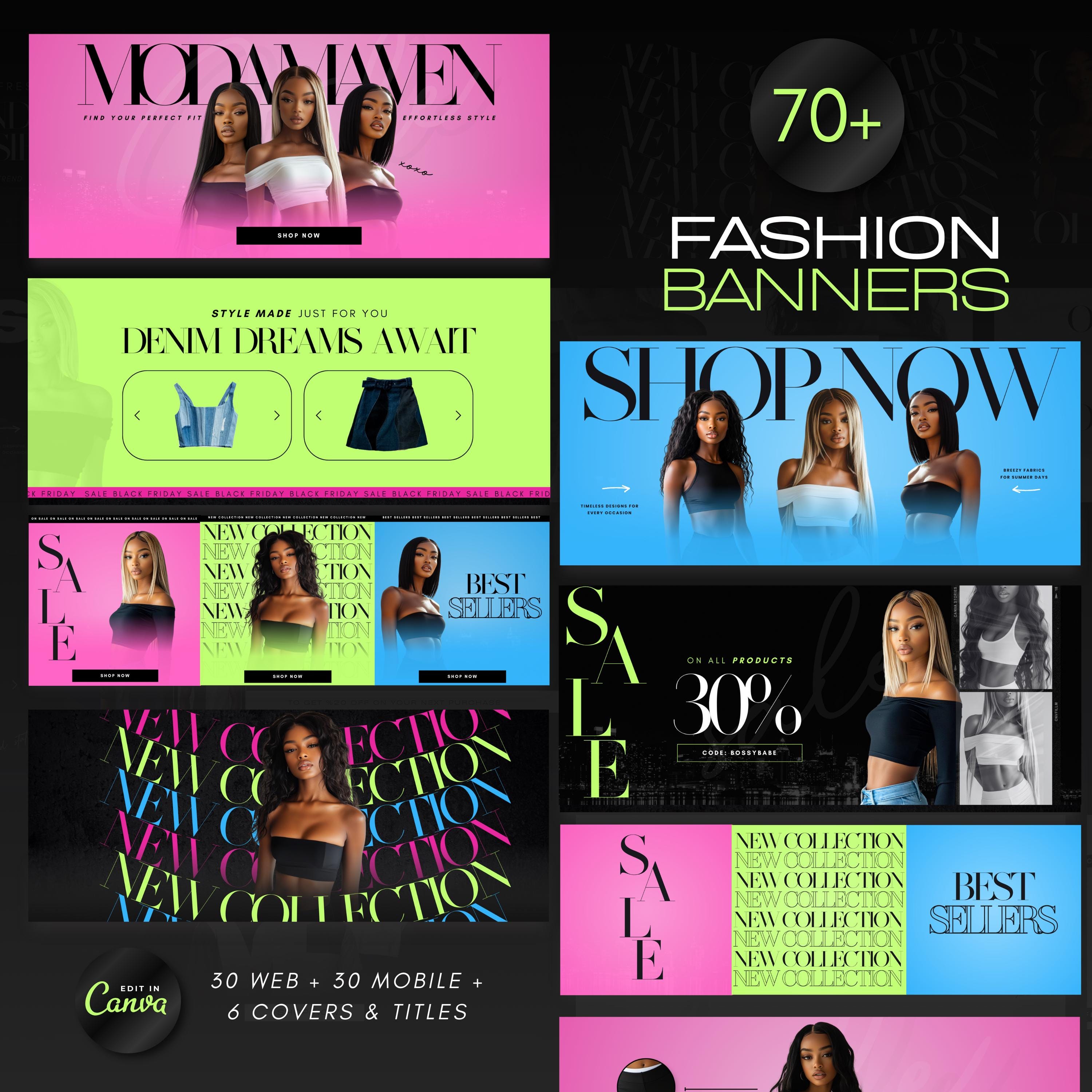70 Neon Fashion Web Banners Templates | Colorful Clothing Website ...