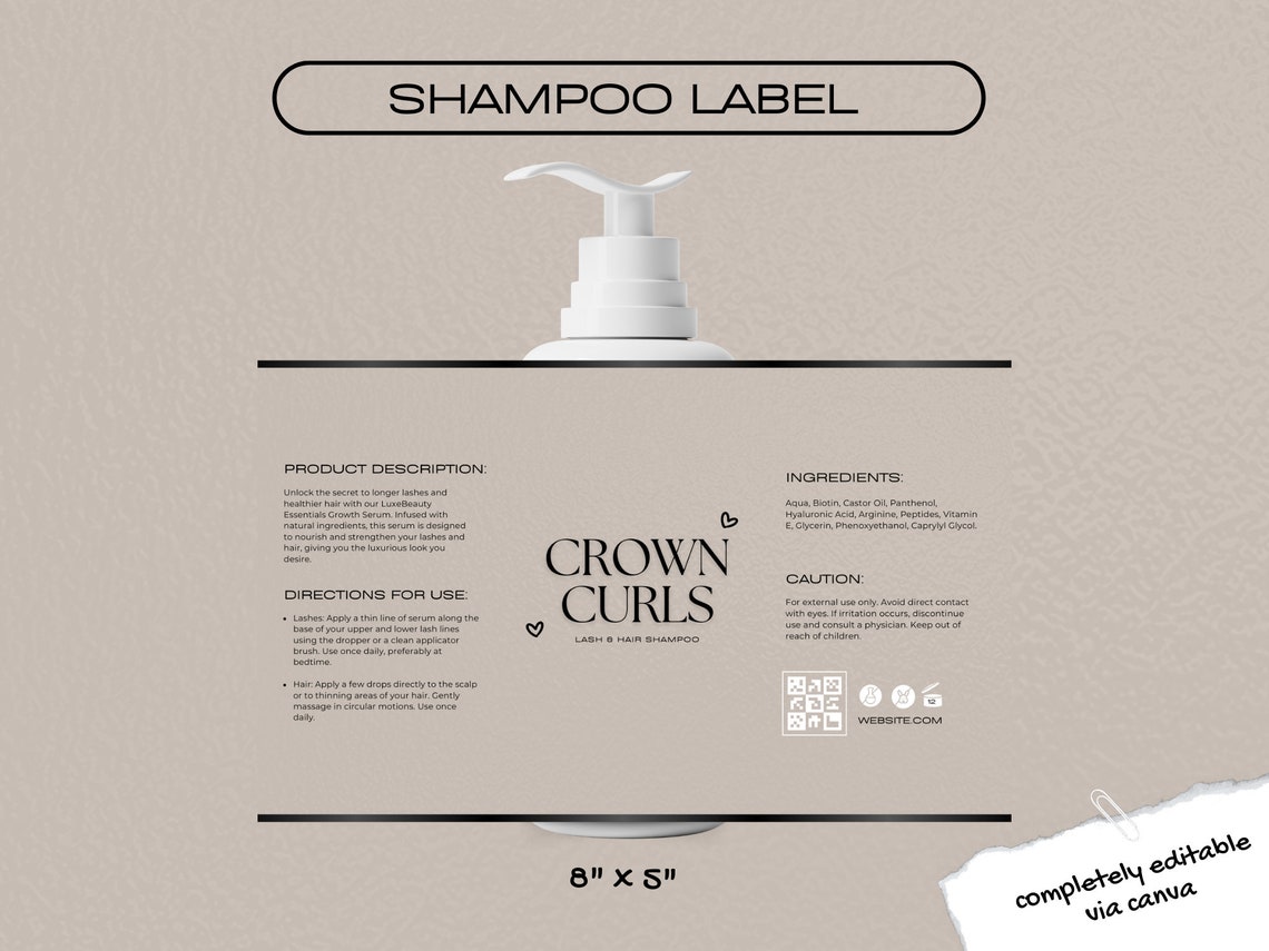 Editable Cosmetic Label Templates Lash Product Label Lash Shampoo, Lash ...