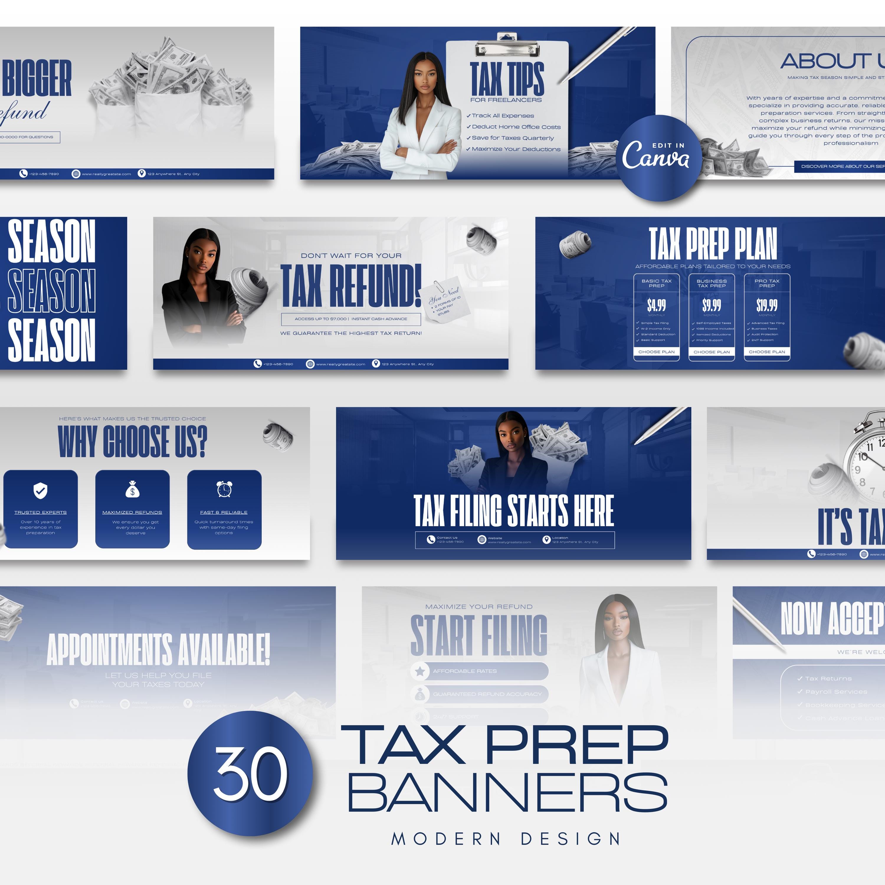 Tax Prep Banner Canva Template, Accountant Website Banners (digital) - Etsy