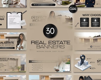 Real Estate Banner Templates, 30 Realtor Marketing Canva Banners ...