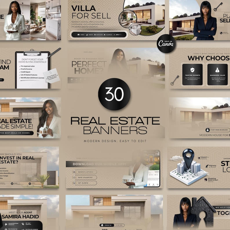 Real Estate Banner Templates, 30 Realtor Marketing Canva Banners ...