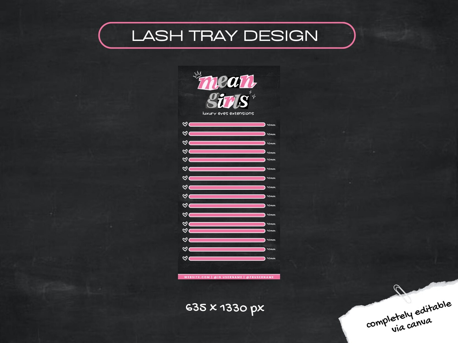 Editable Lash Tray Template | Lash Tech Supplies Design | Eyelash Tray ...