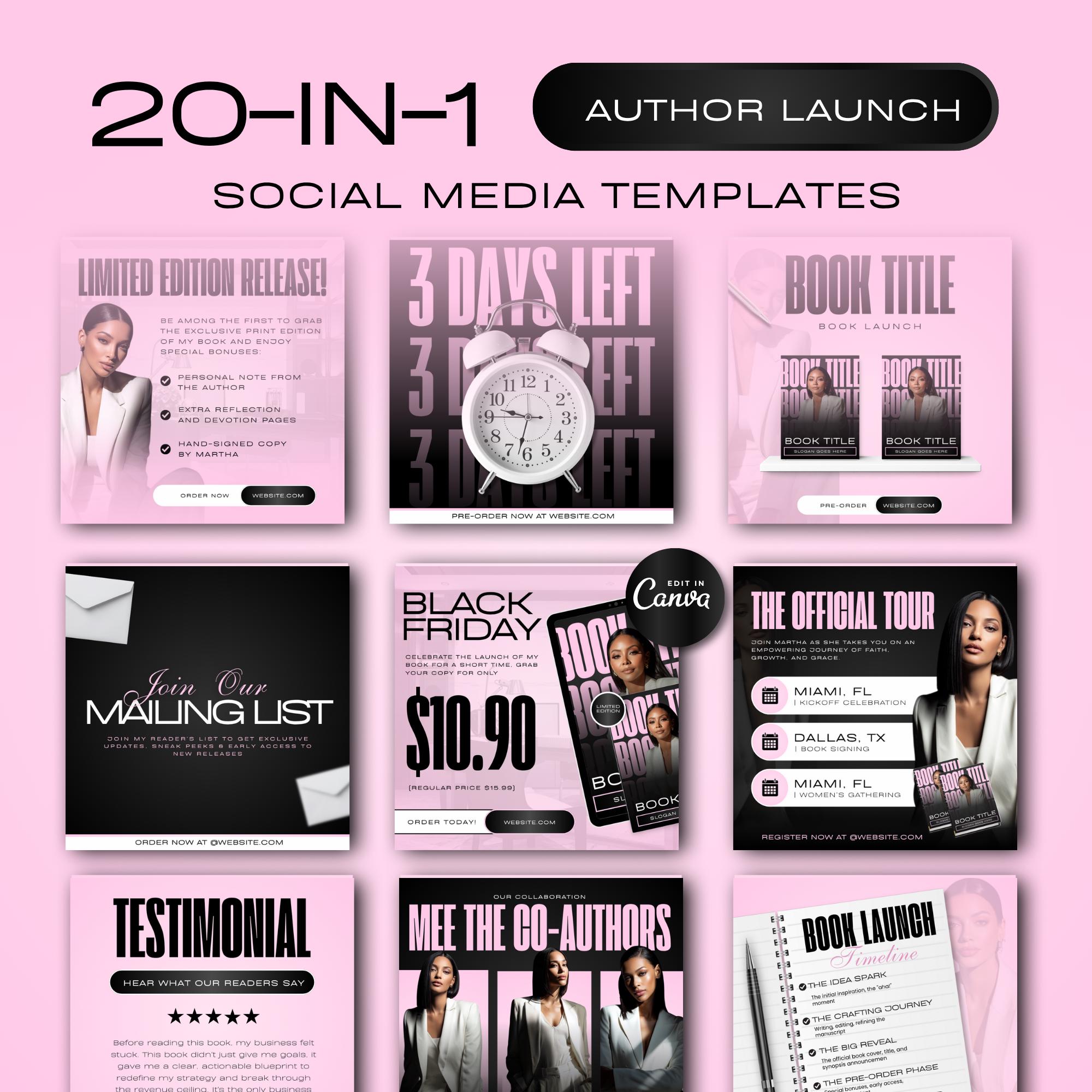 20-in-1 Editable Author Launch Bundle | Customizable Canva Templates ...
