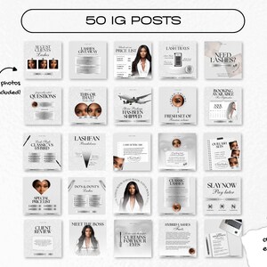 50 Lash Tech Templates IG Posts Branding Kit Extensions Social Media ...