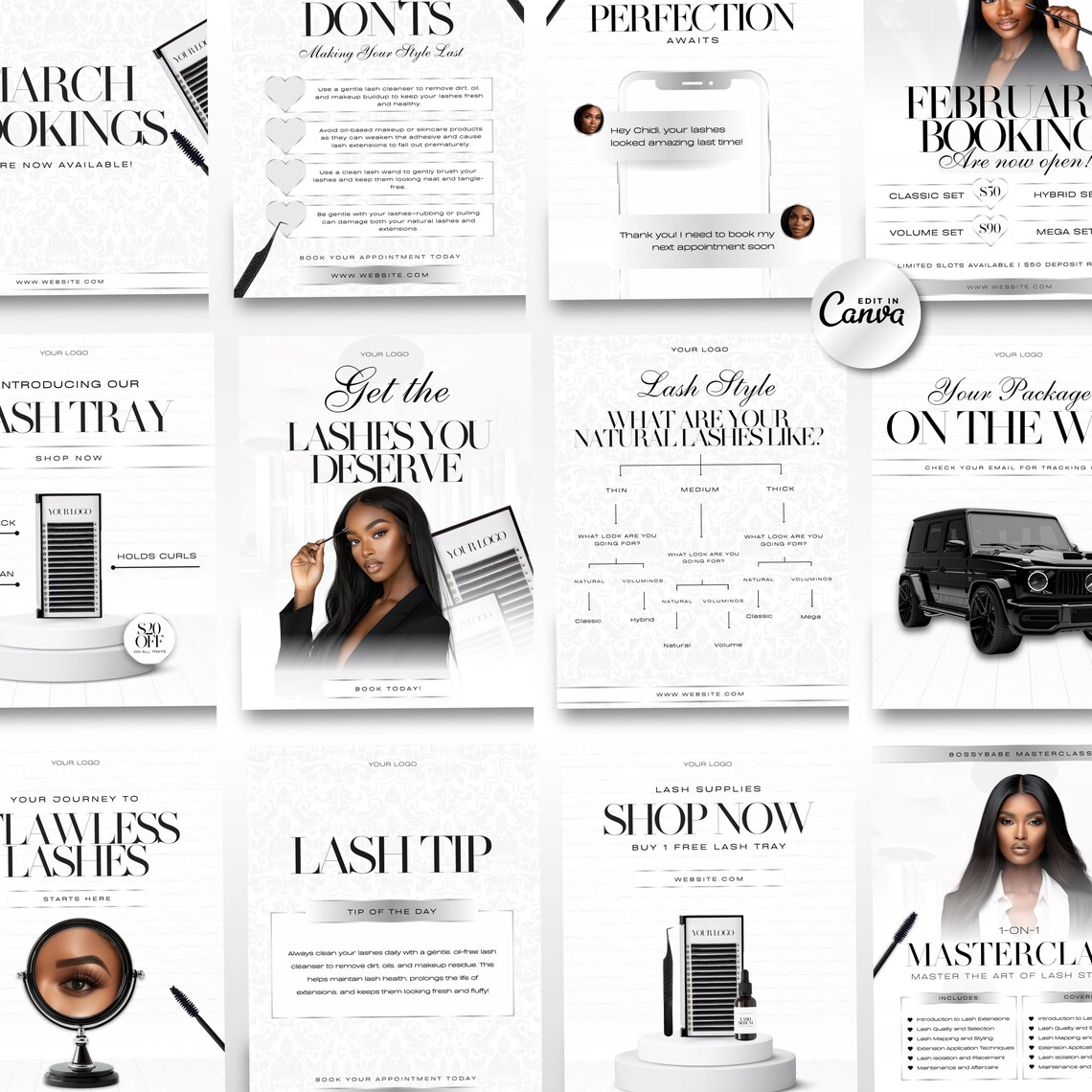 Lash Tech Flyers: 40 Canva Templates for Lash Artists (digital Download ...