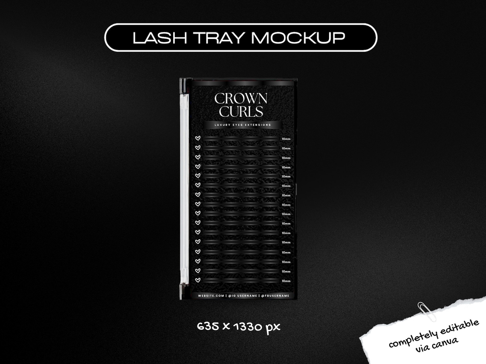 Editable Lash Tray Template | Lash Tech Branding Design | Eyelash Tray ...