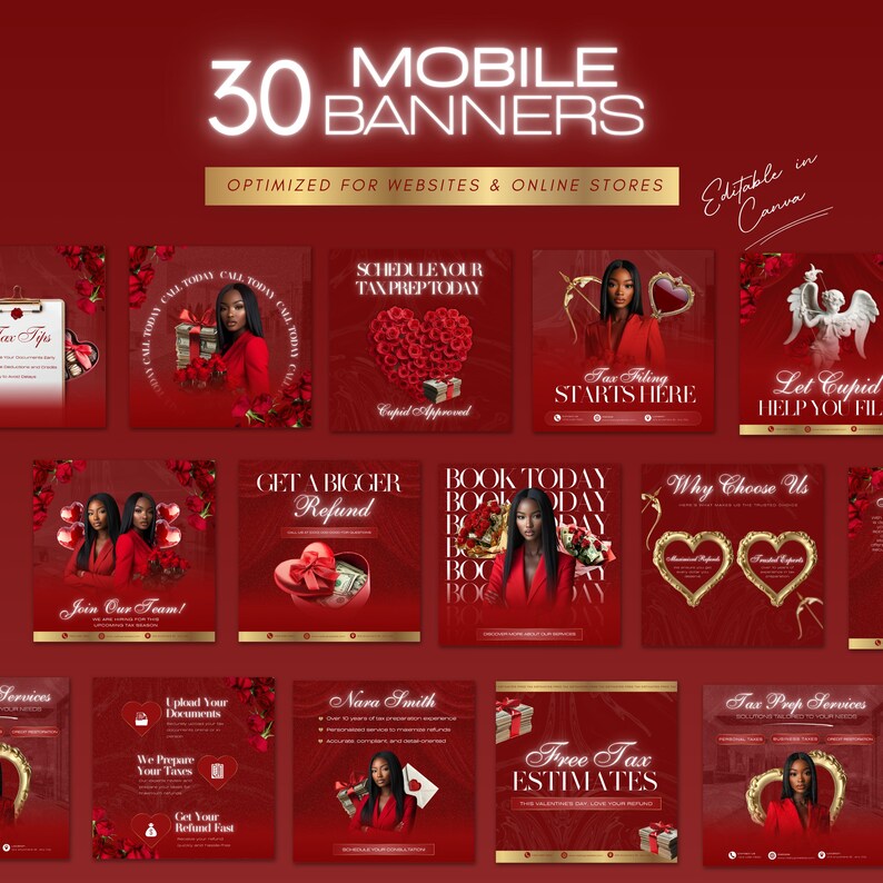 Valentine's Day Tax Prep Flyers, Accountant Service Templates (canva ...