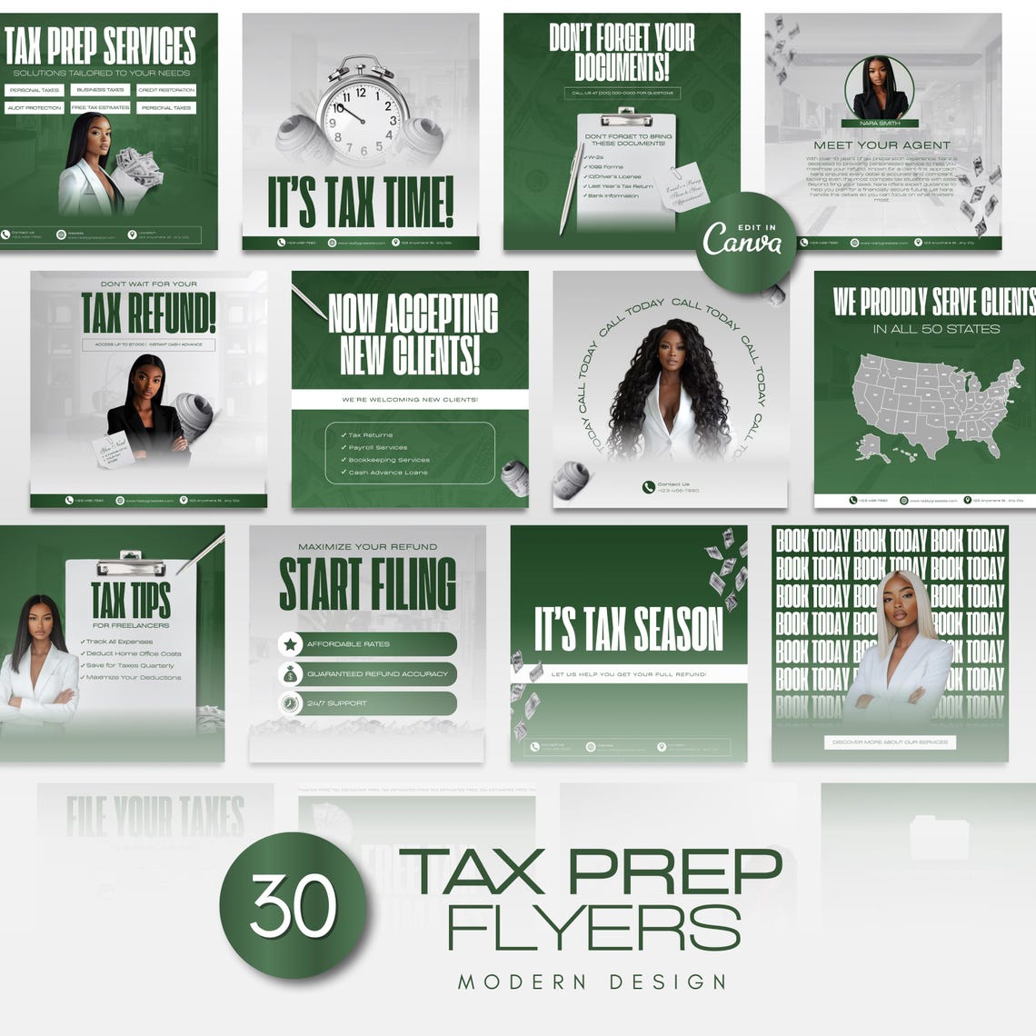 Tax Prep Flyer Templates, 30 Editable Business Marketing Designs for ...