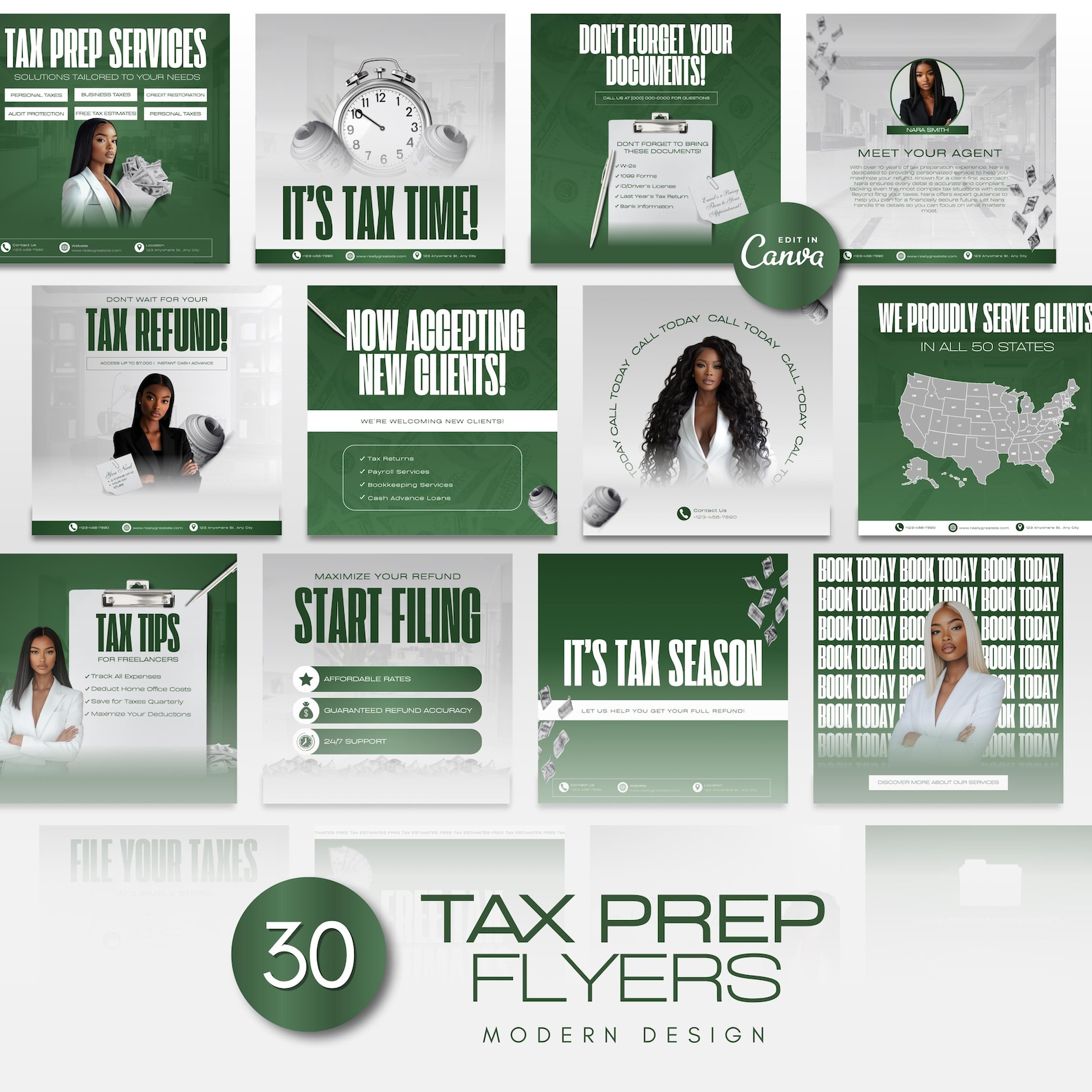 Tax Prep Flyer Templates, 30 Editable Business Marketing Designs for ...