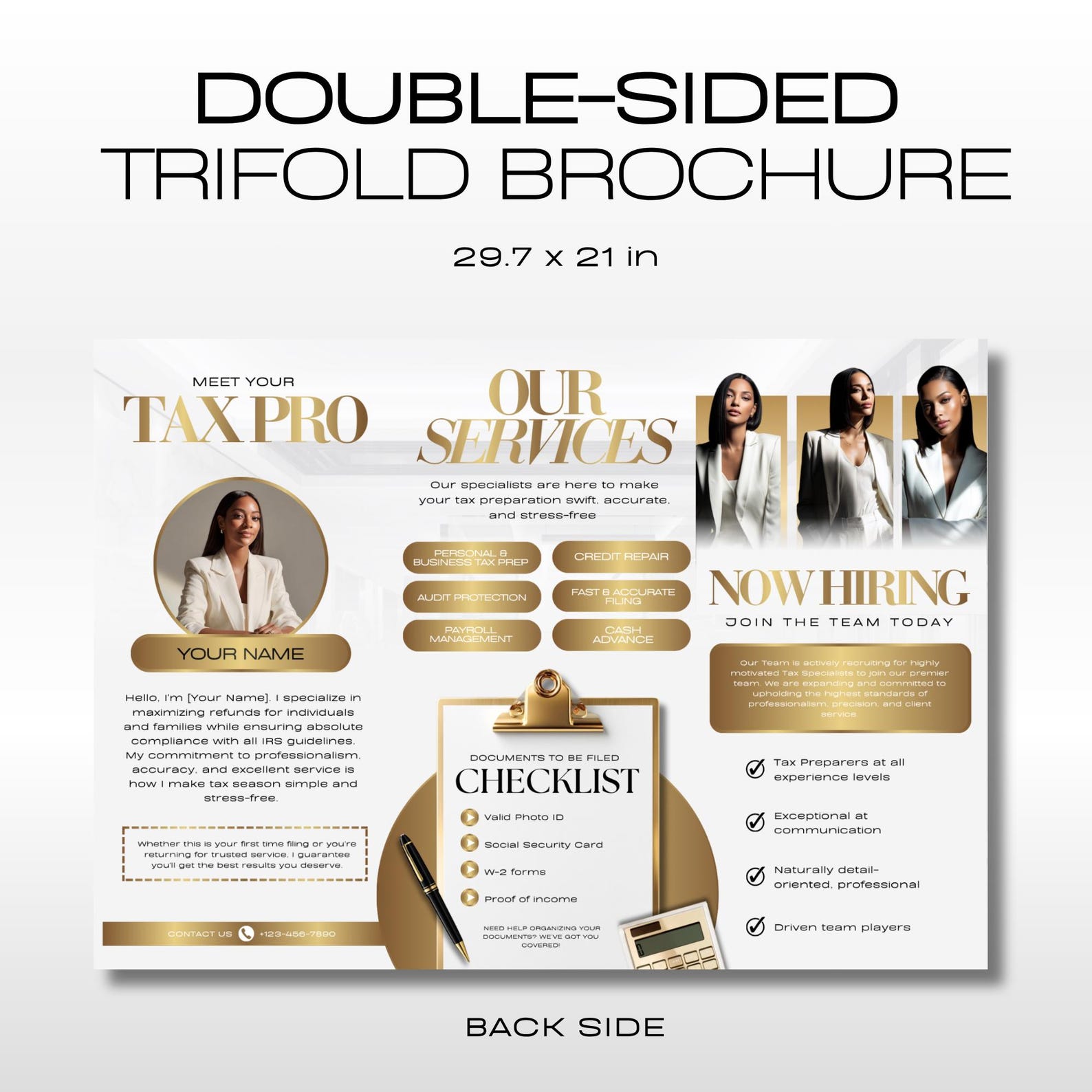 Tax Prep Services Trifold Brochure, 2026 Income Tax Flyers, DIY Canva ...