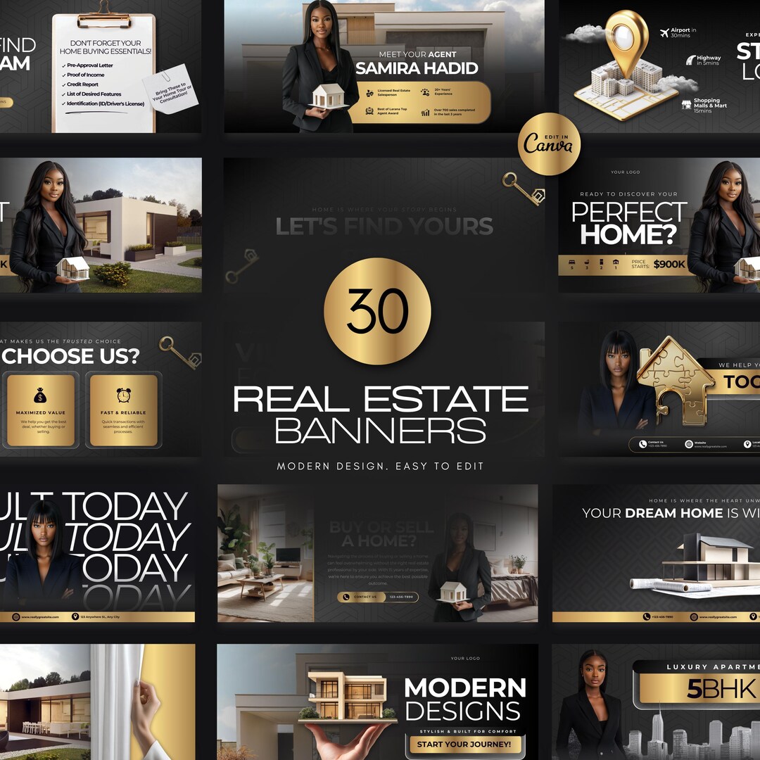 Real Estate Banner Templates, 30 Realtor Marketing Canva Designs ...