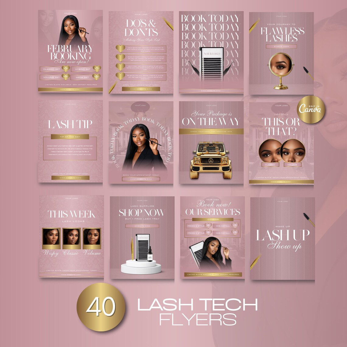 40 Lash Tech Flyers, Lash Tech IG Posts, Lash Tech Branding Kit, Lashes ...
