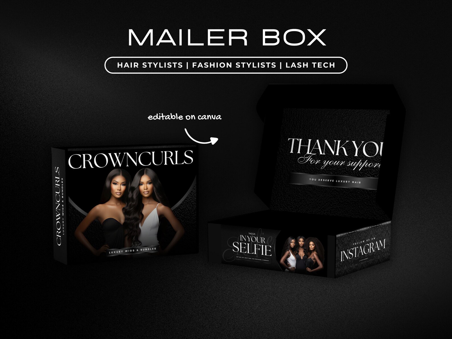 Wig Mailer Box Design | Lace Front & Bundles Box Packaging Design | DIY ...