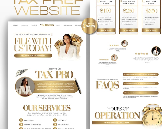 Tax Prep Website Template, Canva Modern Accountant Website, Tax Service ...