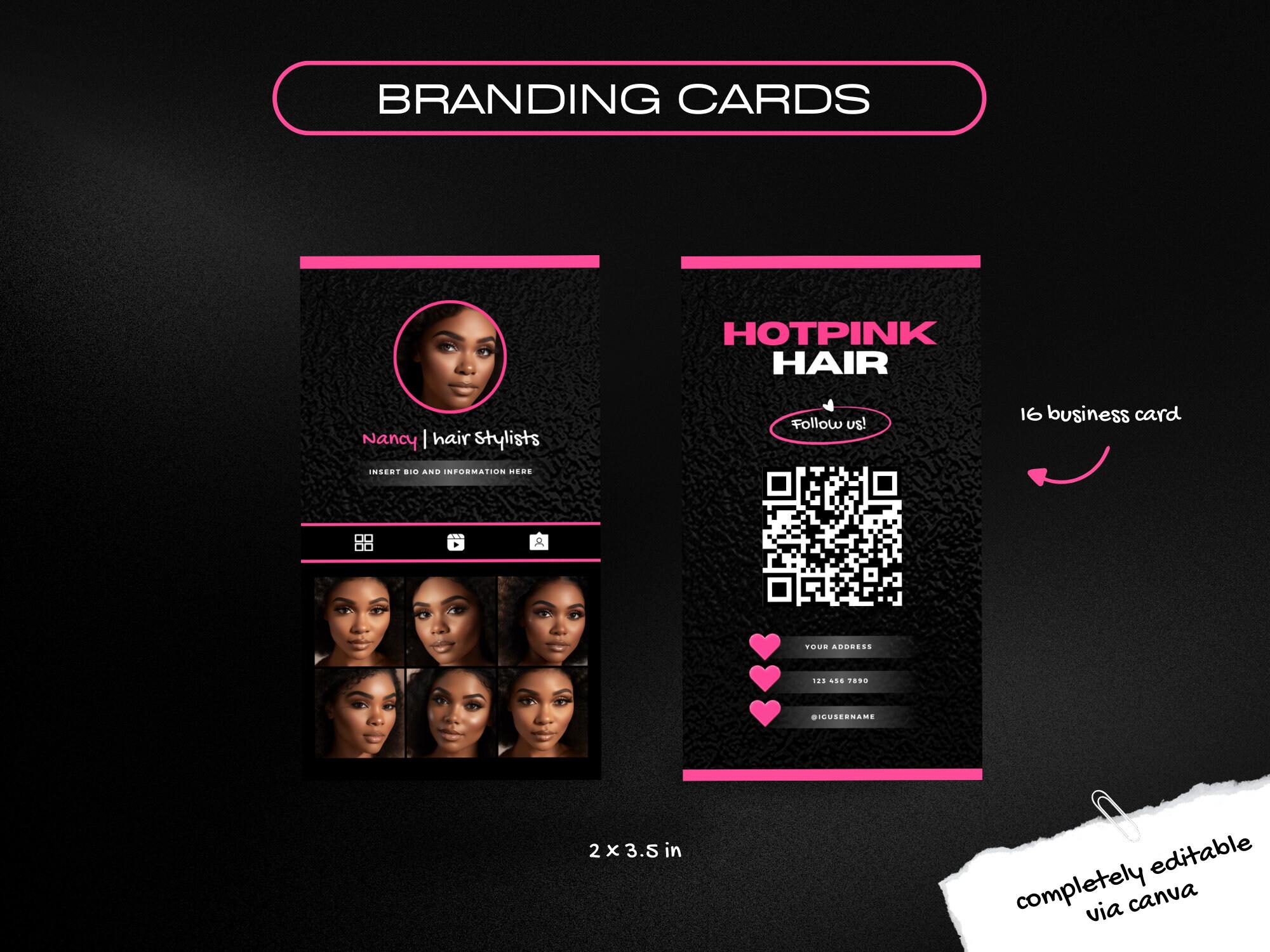 Hair Business Branding Kit, Wig Packaging, Thank You Cards, Beauty ...