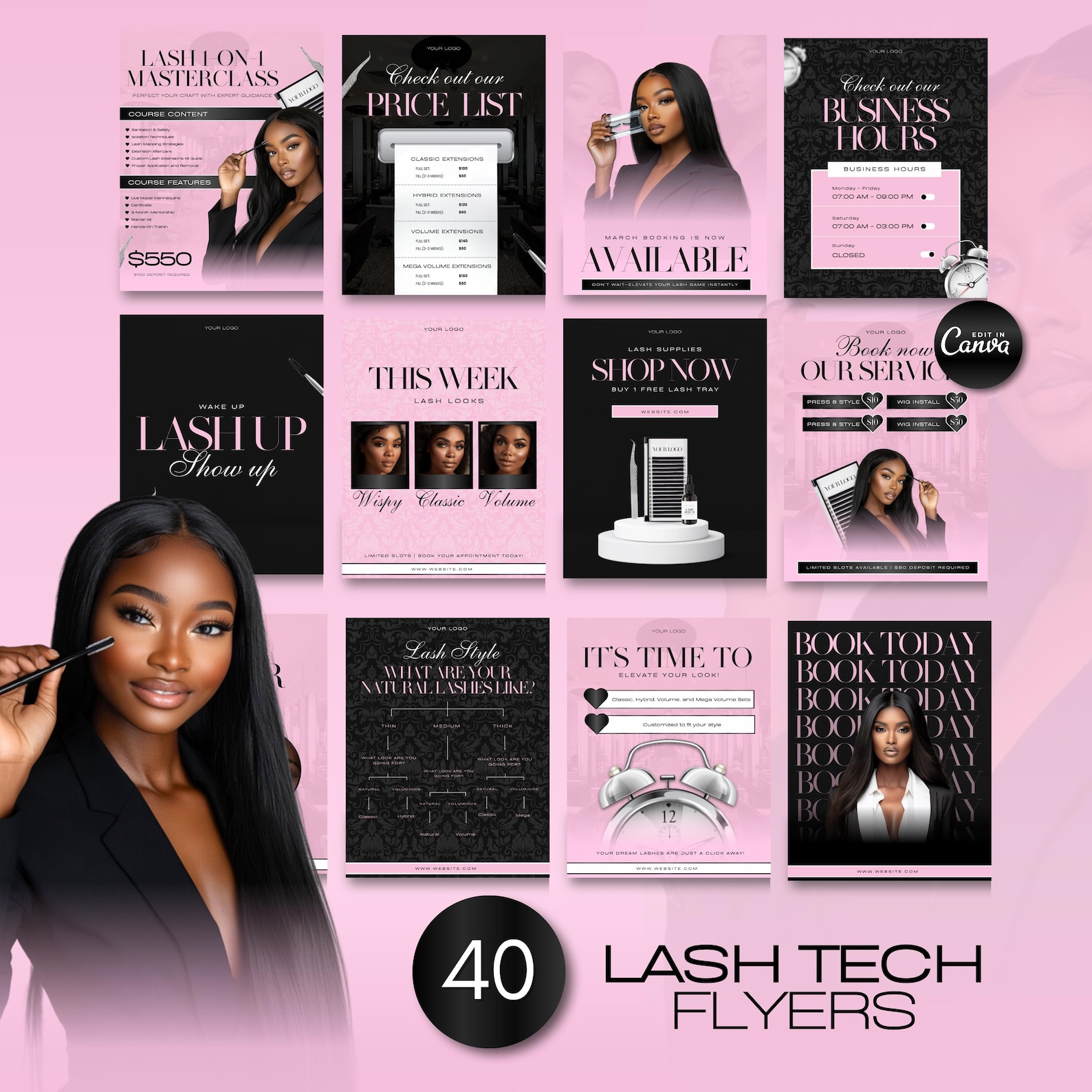40 Lash Tech IG Flyers Pack | Lash Tech Branding Kit | Eyelash ...