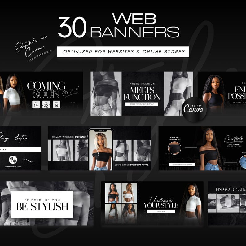 Fashion Web Banner Templates: Clothing & Streetwear (70+ Canva Editable ...
