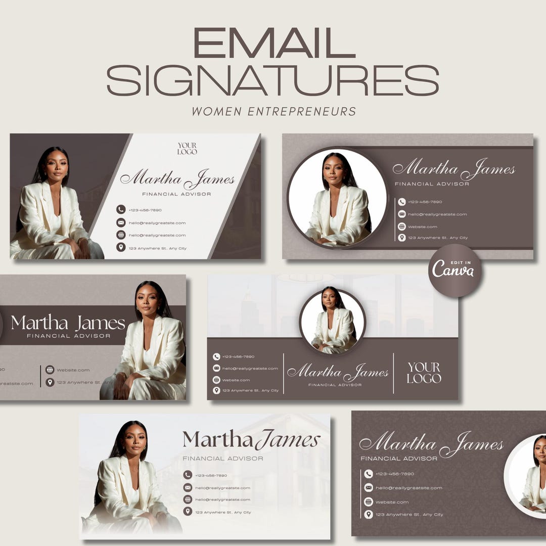 Modern Email Signature Template | Canva Editable Business Footer Design ...