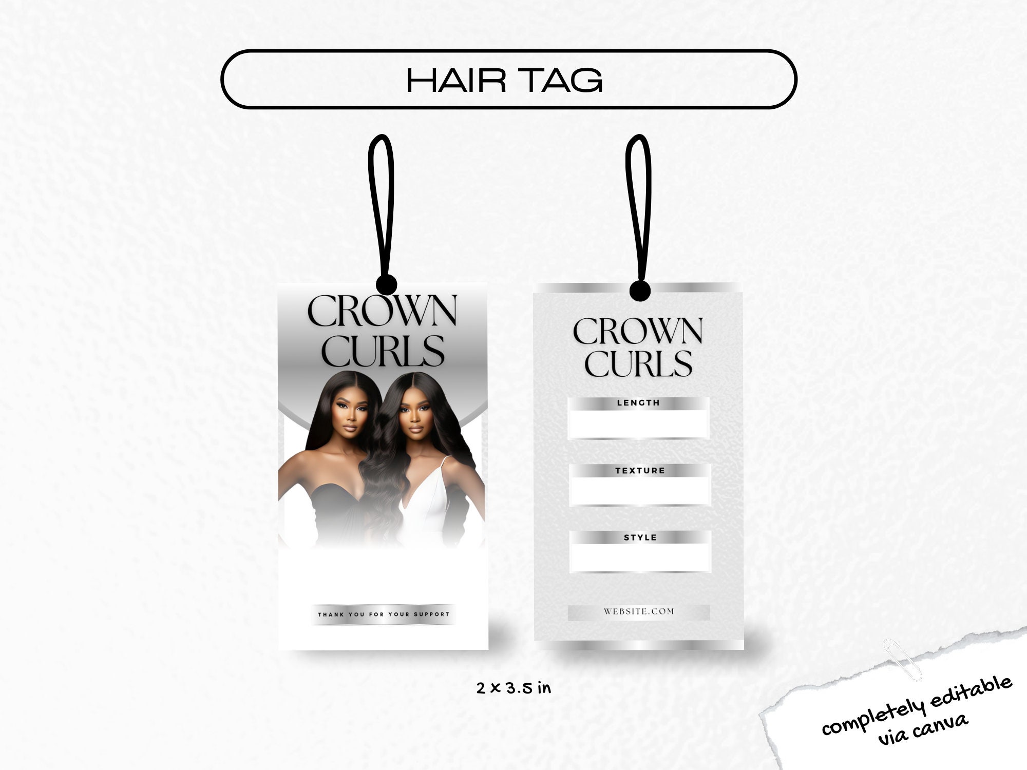 Hair Extension Tags and Wraps Templates Hair Business Branding Canva ...
