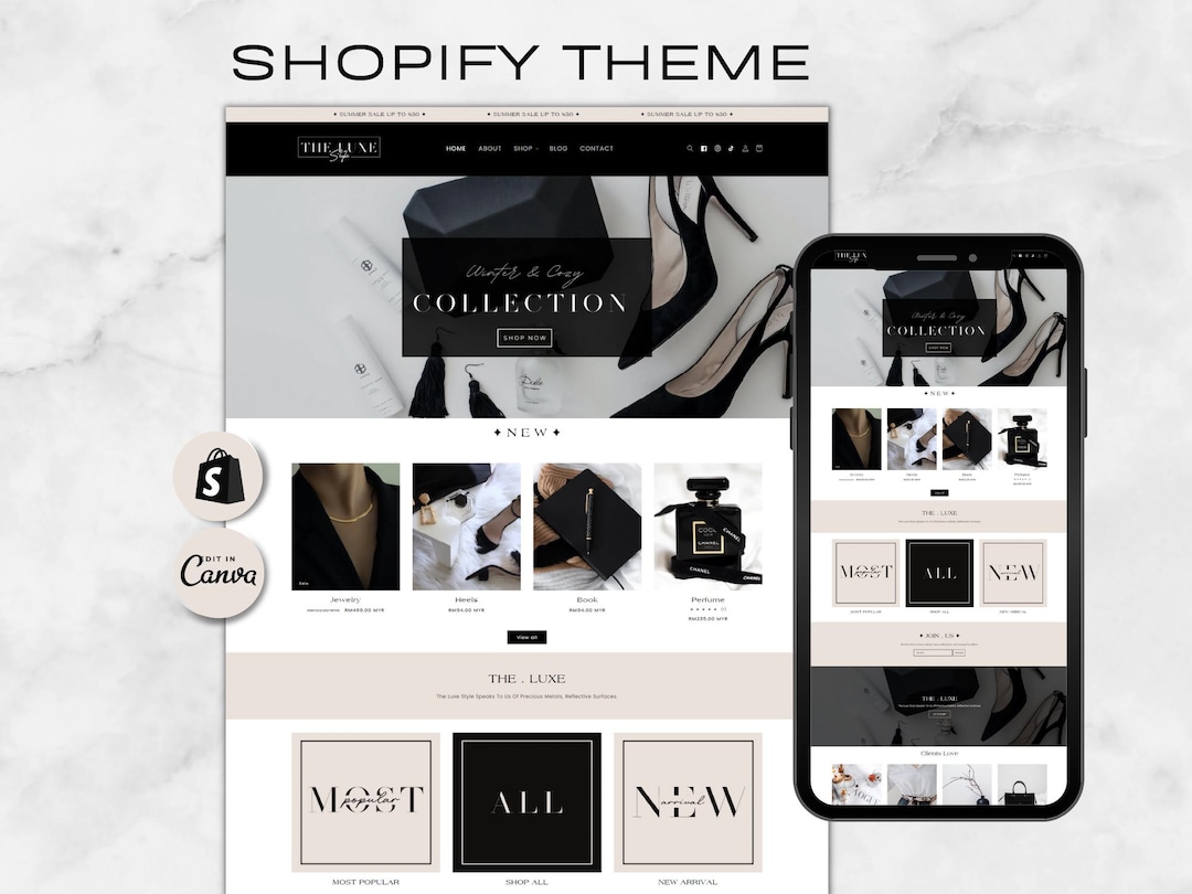 Shopify Theme Black and White | Minimal Shopify Website Design ...