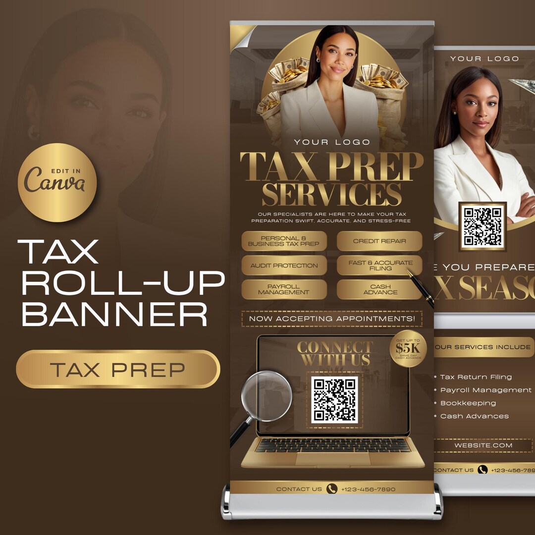 Tax Prep Retractable Banner, Income Tax Preparer, Accounting Services ...