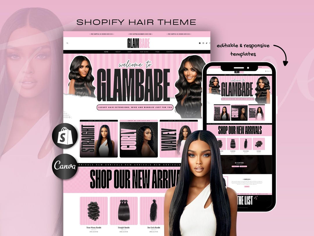 Hair Extension Shopify Theme, Wig Shop Website Template, Beauty Supply ...