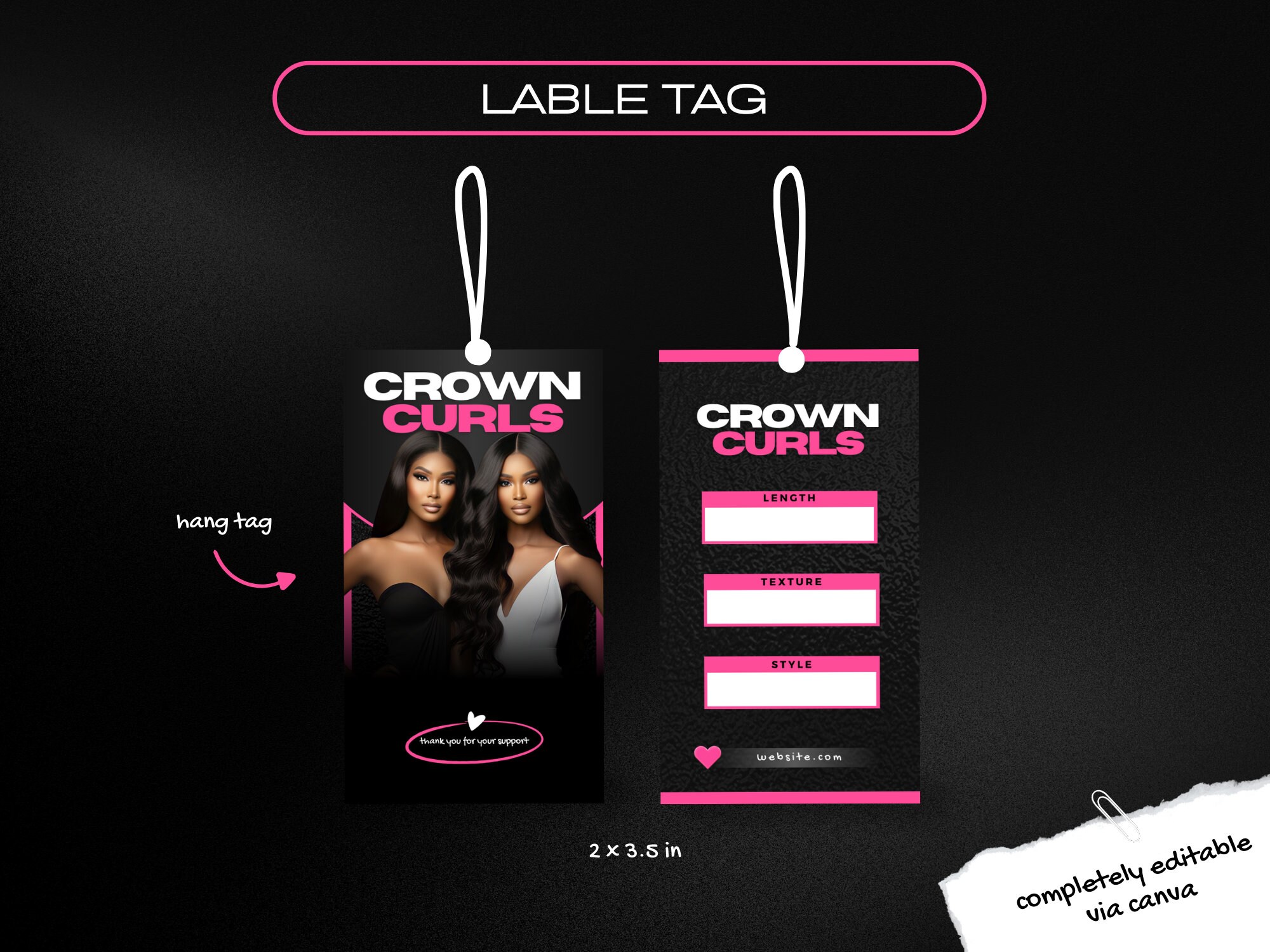 Hair Business Branding Kit, Wig Packaging, Thank You Cards, Beauty ...