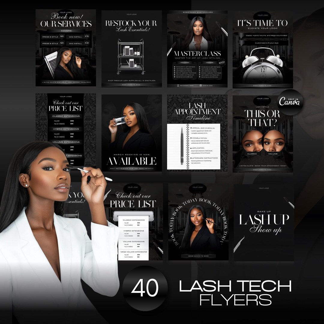 40 Lash Tech IG Flyers Pack | Lash Tech Branding Kit | Eyelash ...