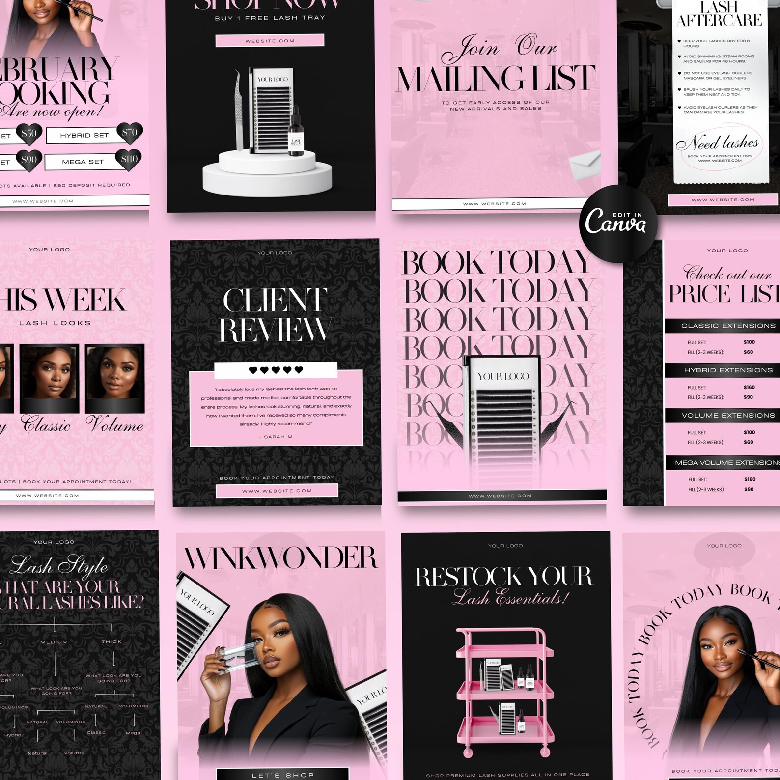40 Lash Tech IG Flyers Pack | Lash Tech Branding Kit | Eyelash ...
