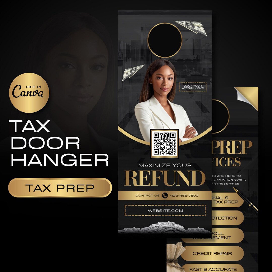 Tax Door Hanger Template, Canva Editable, Tax Prep Marketing, Maximize ...