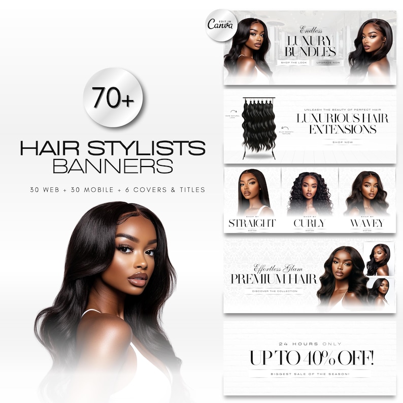 70 Hair Web Banners Bundle | Hair Stylists Website Banner Pack | Hair ...