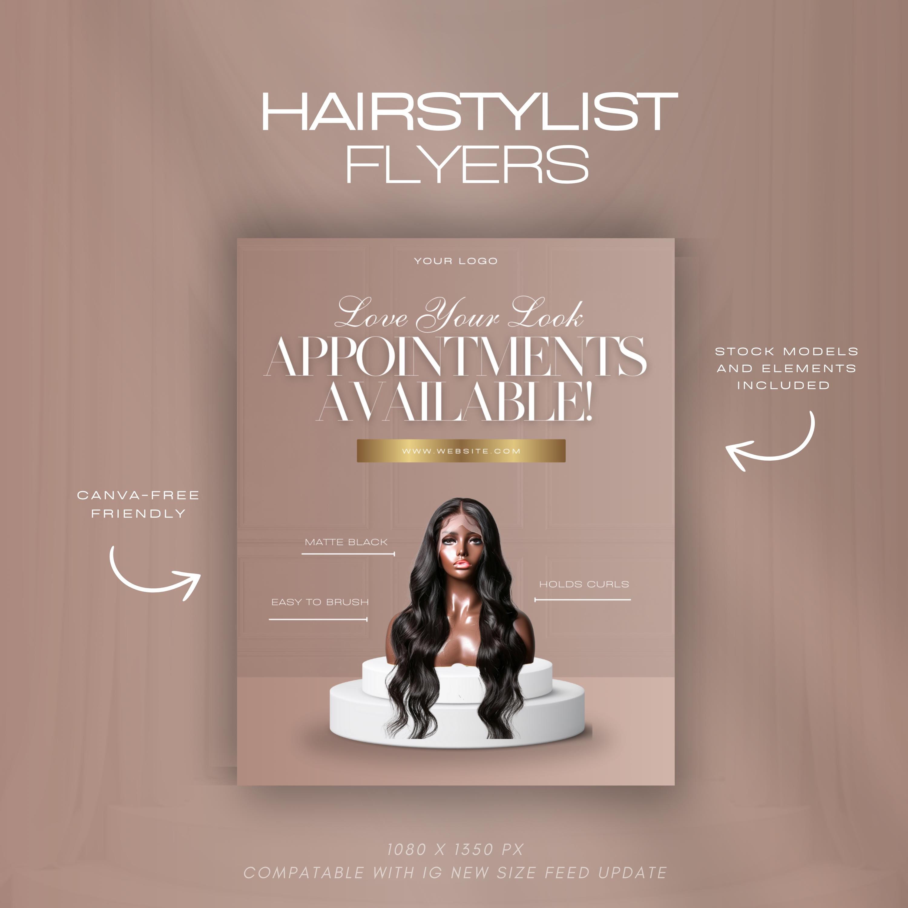 30 Luxury Hairstylist Flyers, Hair Extension Templates, Editable Canva ...