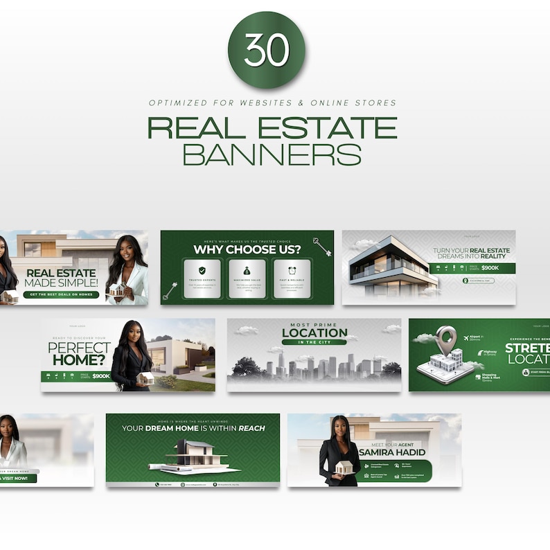 Real Estate Canva Banners, 30 Property Listing Templates, Realtor ...