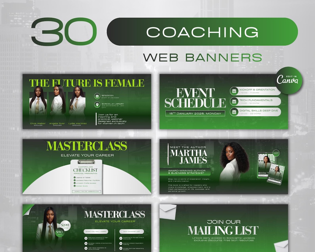Coaching Web Banners Templates, Webinar & Masterclass Promotion (canva ...