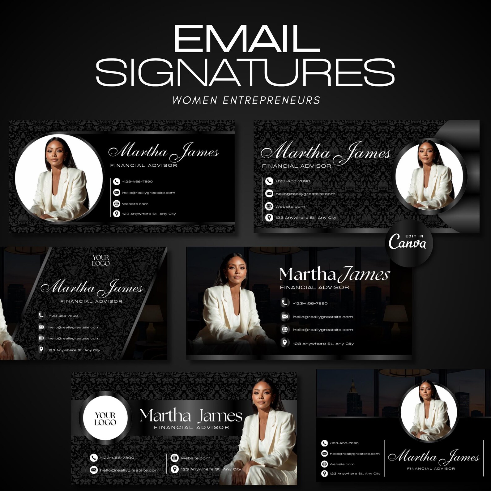 Email Signature Template for Women Entrepreneurs, Canva Editable ...