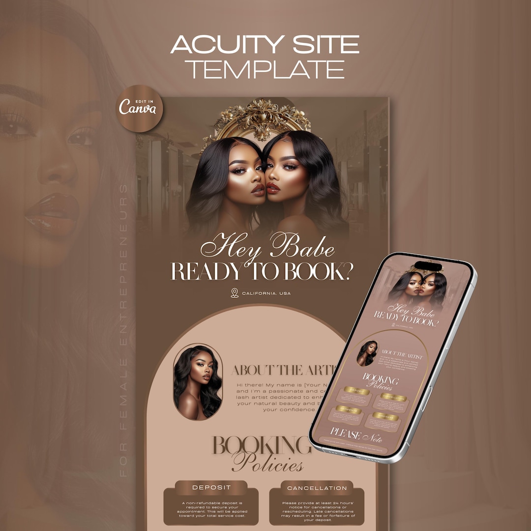 Acuity Scheduling Website Template, Canva Editable Booking Templates ...