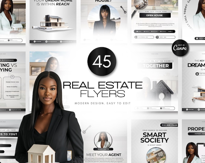 45 Real Estate Flyer Templates, Canva Editable Realtor Marketing ...