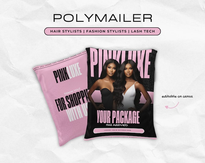 Wig Polymailer Box Design | Lace Front & Bundles Box Packaging Design | DIY Editable in Canva ...