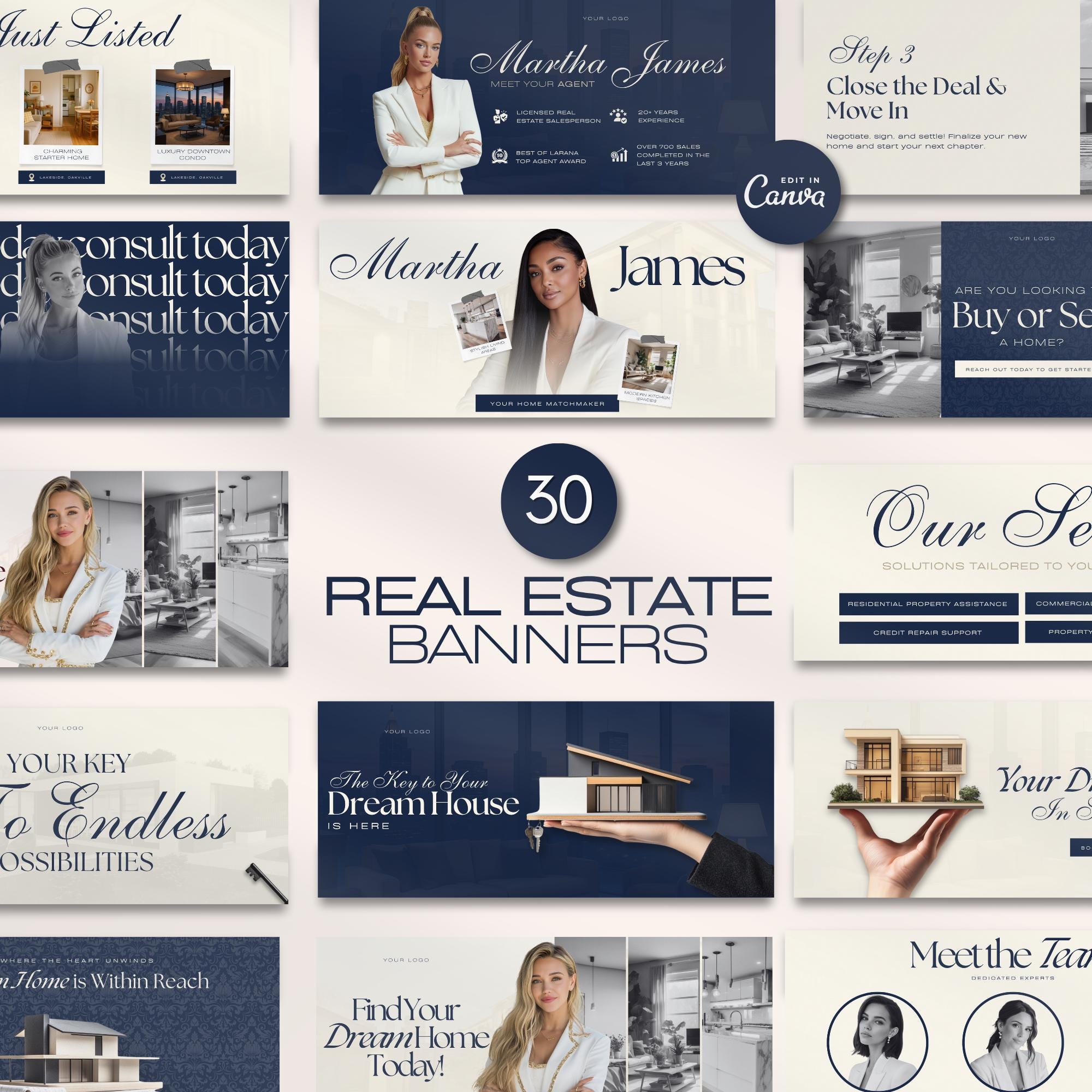 Real Estate Canva Banners, Realtor Marketing Website Kit, Property ...