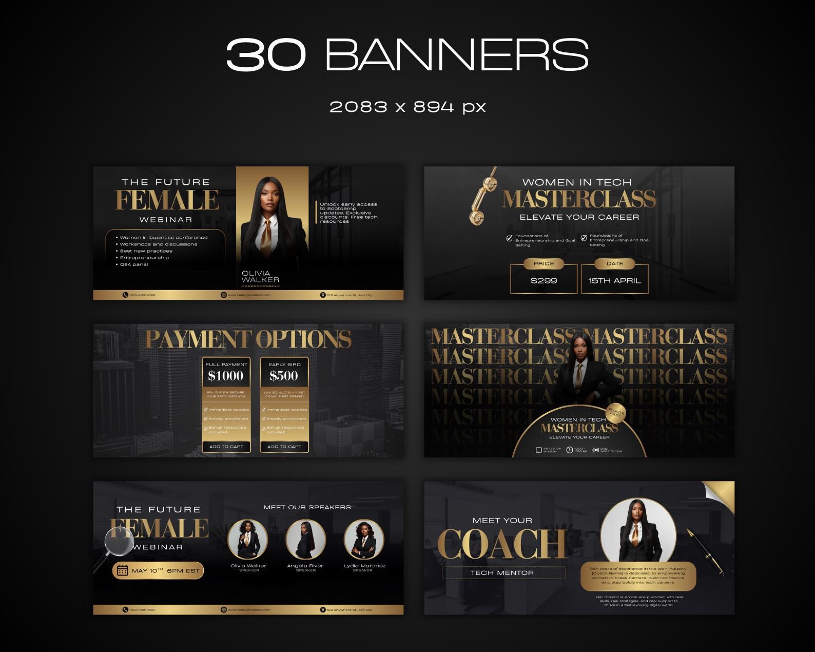 30 Coaching Web Banners Templates, Canva Banners Bundle for Masterclass ...