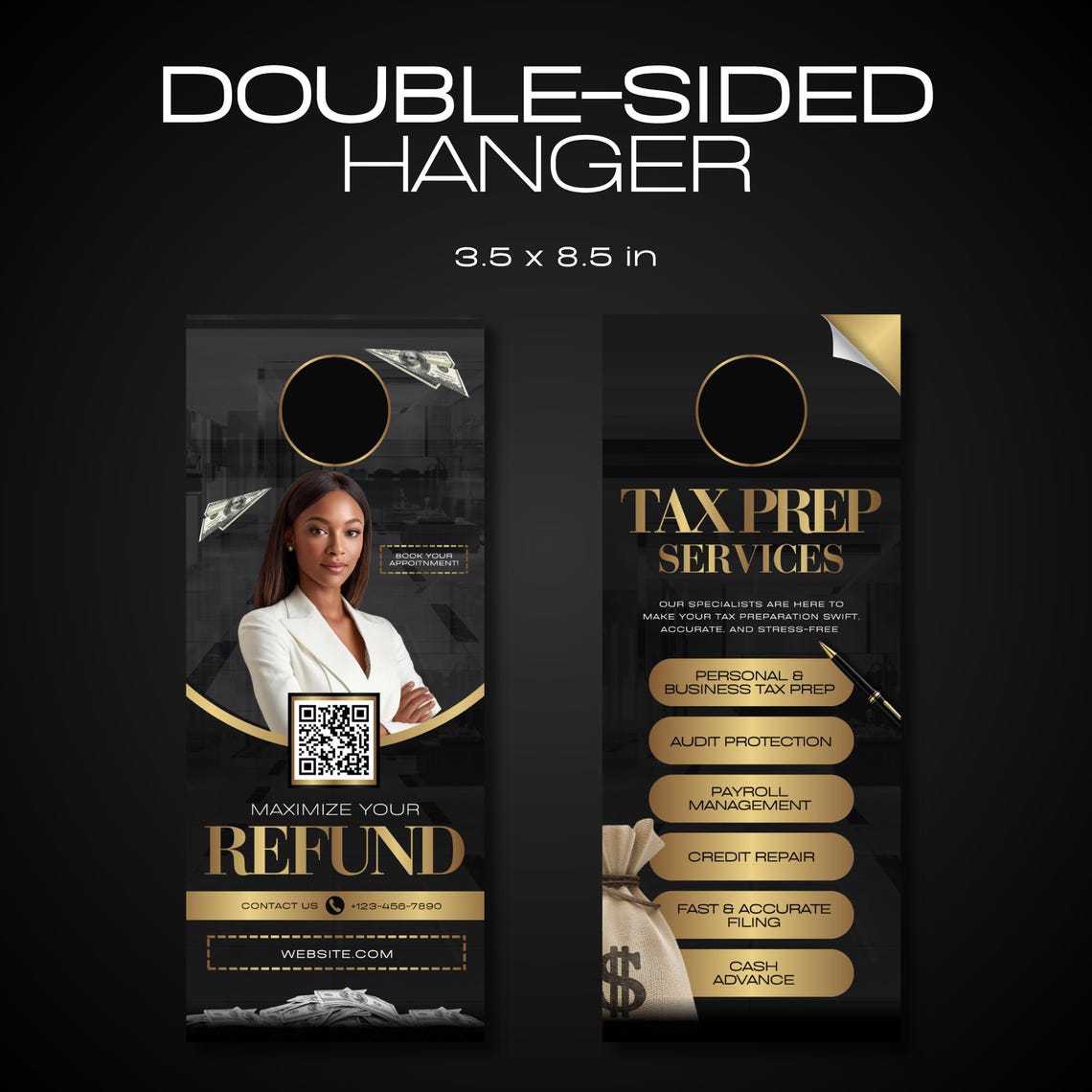 Tax Door Hanger Template, Canva Editable, Tax Prep Marketing, Maximize ...
