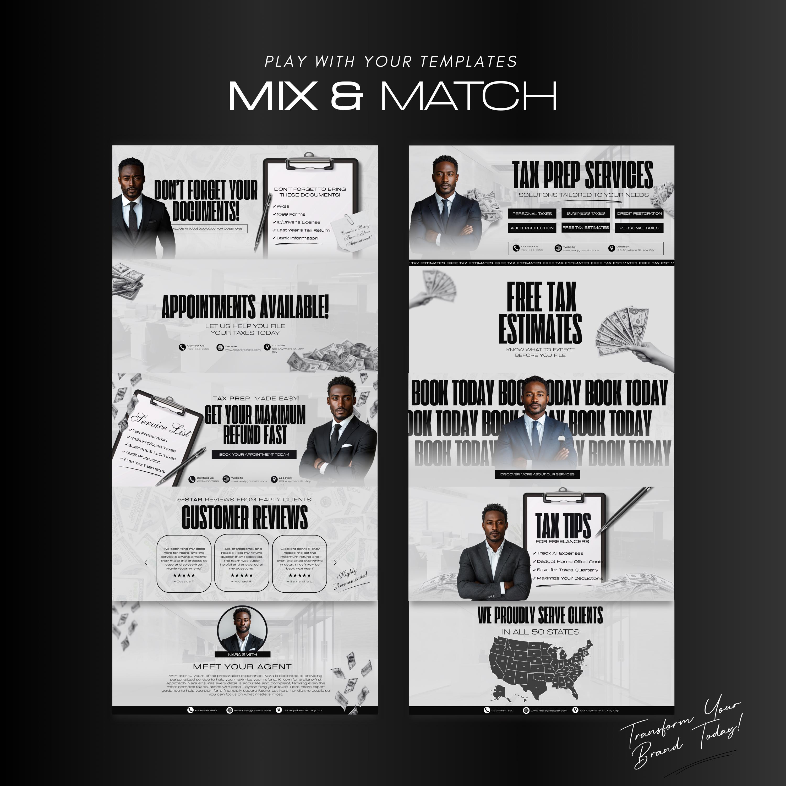 Tax Prep Banner Canva Template, Accountant Website and Mobile Banners ...