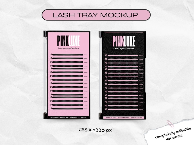 Editable Lash Tray Template | Lash Tech Branding | Eyelash Packaging ...