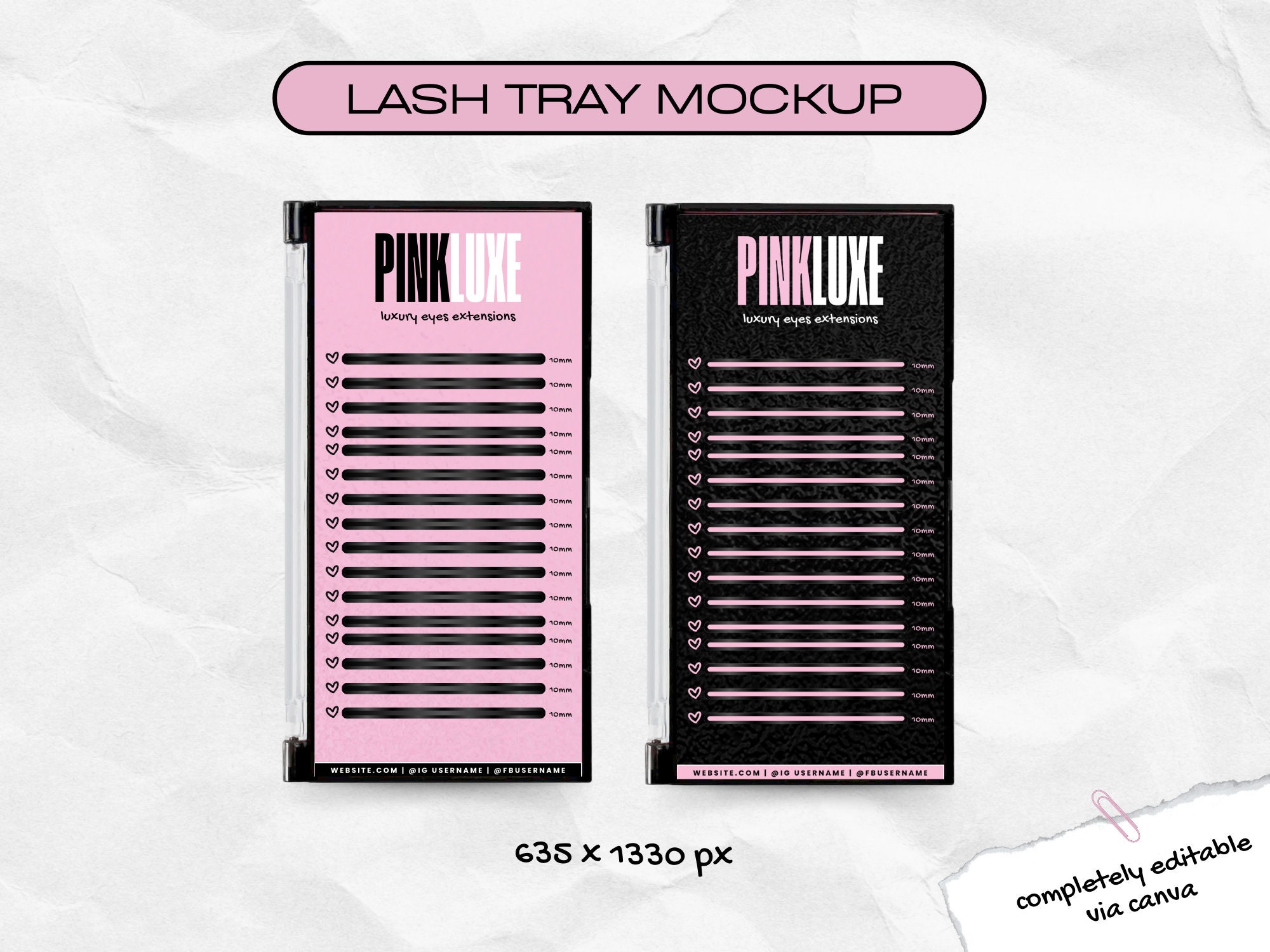 Editable Lash Tray Template | Lash Tech Branding | Eyelash Packaging ...