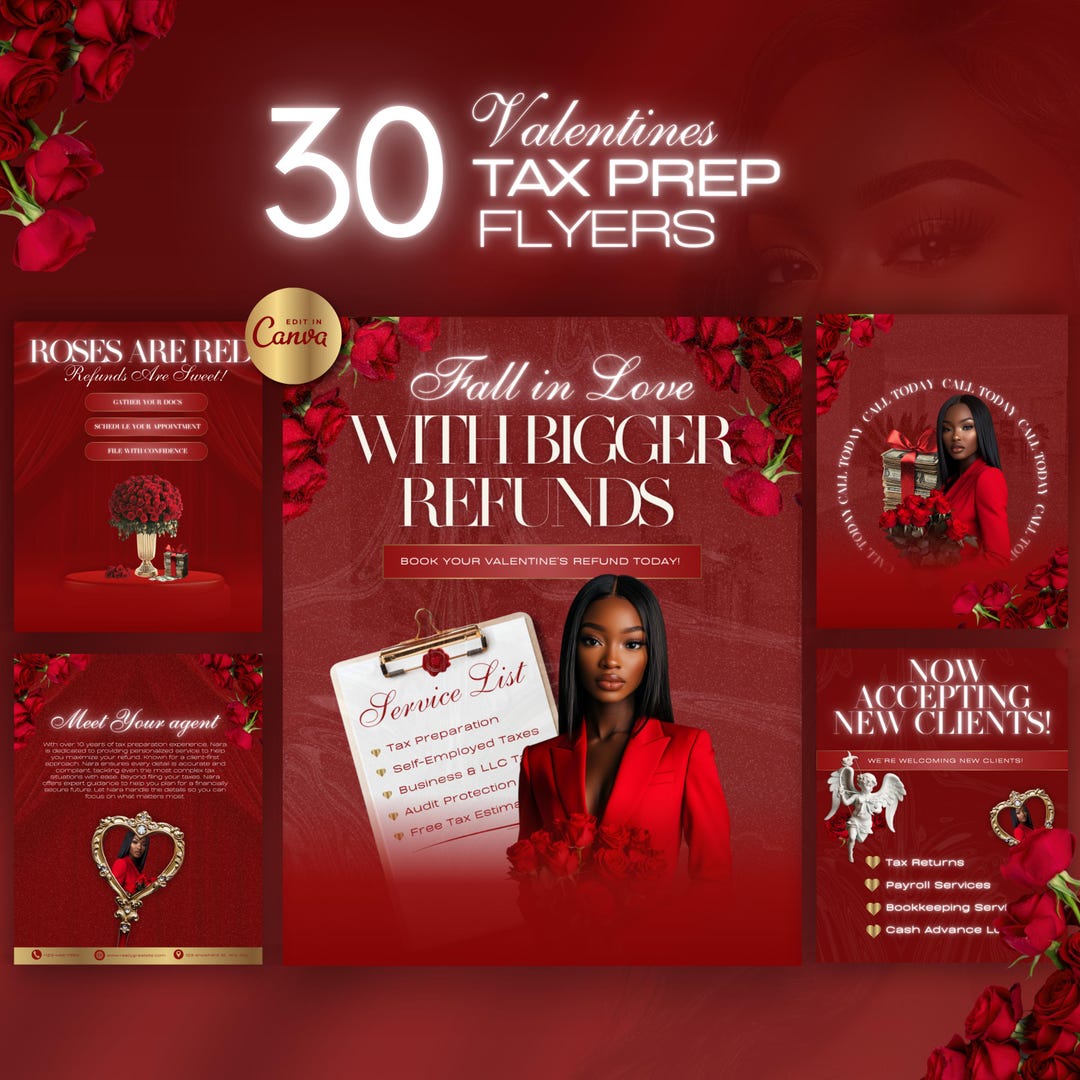 30 Valentine Tax Prep Flyers Accountant Templates Corporate Business ...