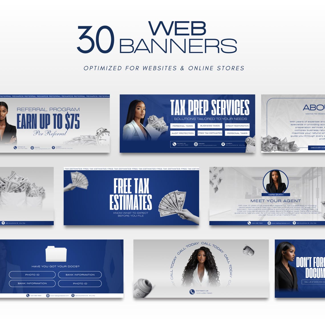 Tax Prep Banner Canva Template, Accountant Website Banners (digital) - Etsy